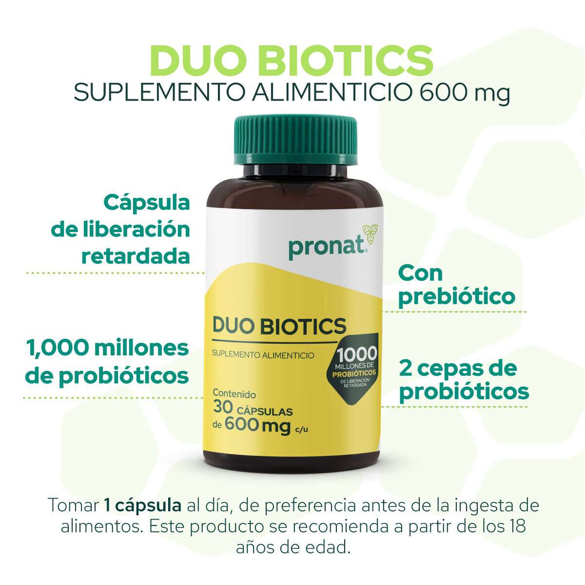 Suplemento Probióticos Duo Biotics 30 capsúlas — Pronat