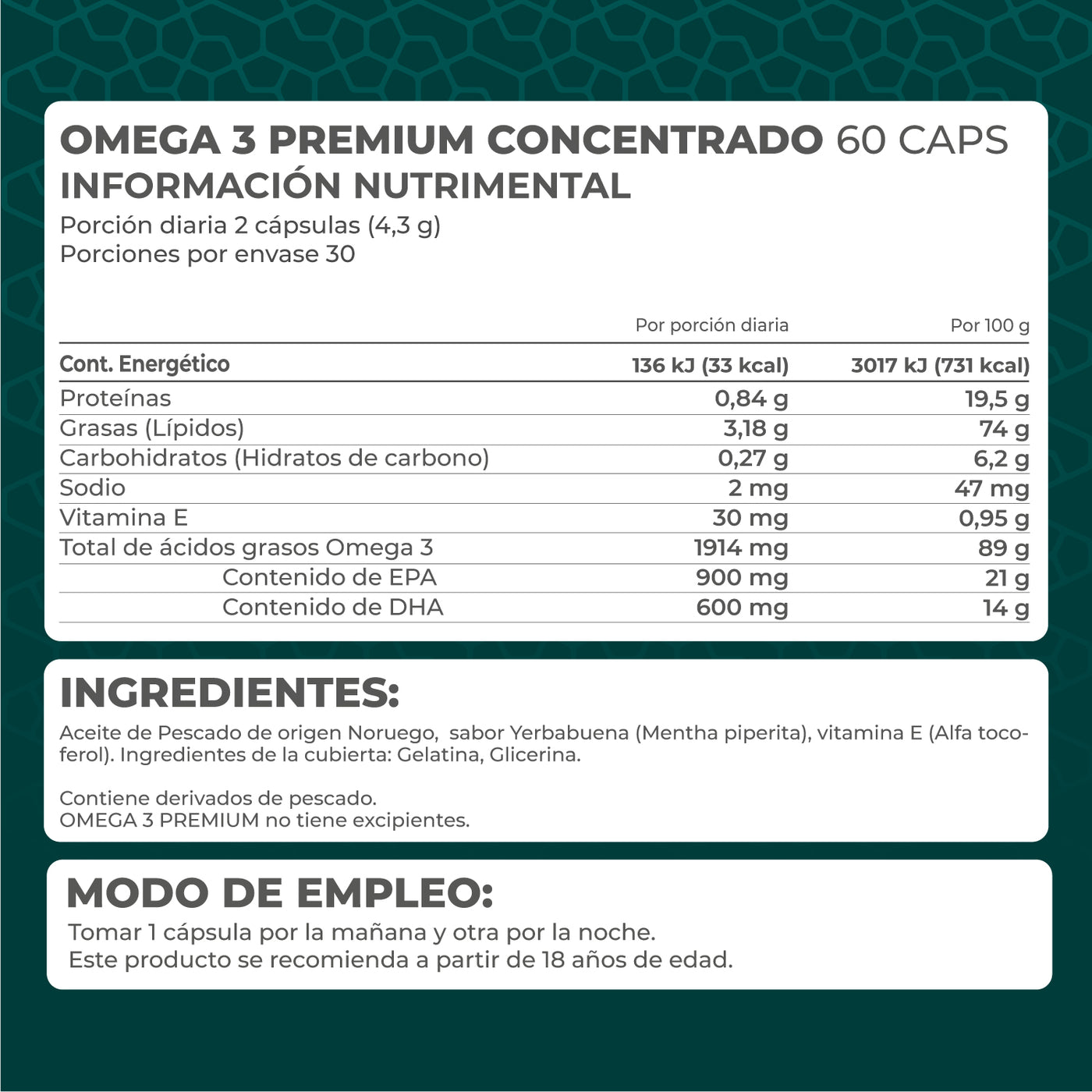 KIT 3 PIEZAS - Omega 3 Premium concentrado 60 caps — Pronat